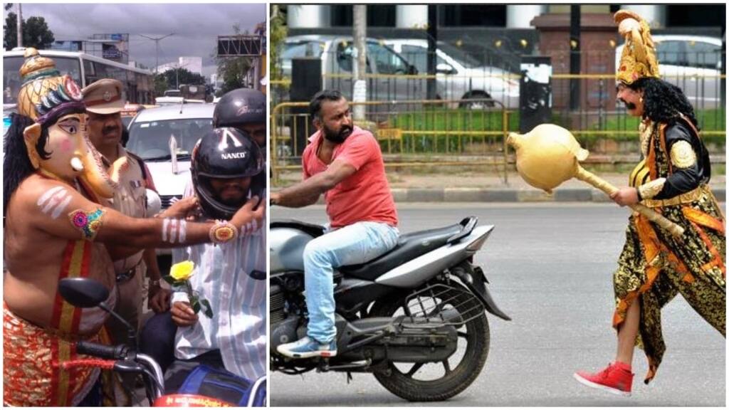 PICS: Lord Ganesh And Yamraj Team Up To Spread Awareness On Road Safety ...