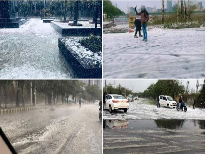 PHOTOS: \'Noida or Shimla?\' Massive hailstorm covers NCR streets with ...