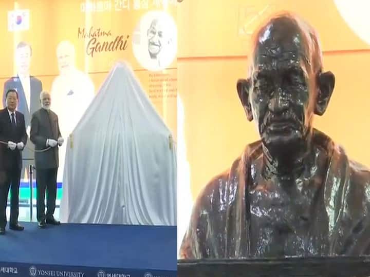 Modi in South Korea: PM unveils Mahatma Gandhi\'s Bust in Seoul ...