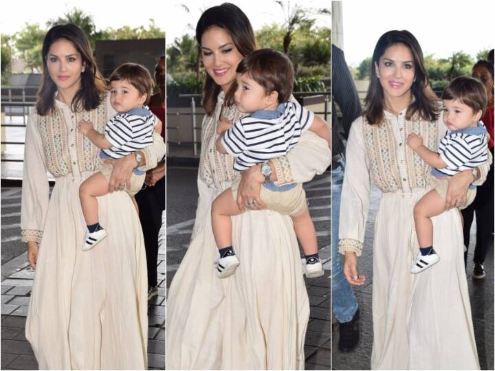 Sunny Leone With Sons Asher And Noah Clicked At Mumbai Airport | These ...
