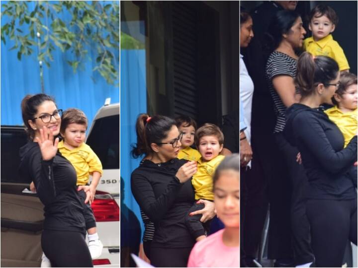 Sunny Leone With Twin Sons Noah-Asher Play School