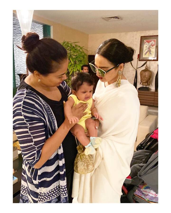 PICS: Sameera Reddy Kids Hans Varde & Nyra Varde Meet Rekha