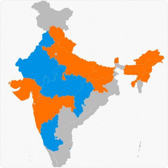 Congress Shown India's Map With New Congress Dominence After Election Wins