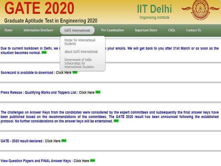 GATE Scorecard 2020 released on check direct link here download ...