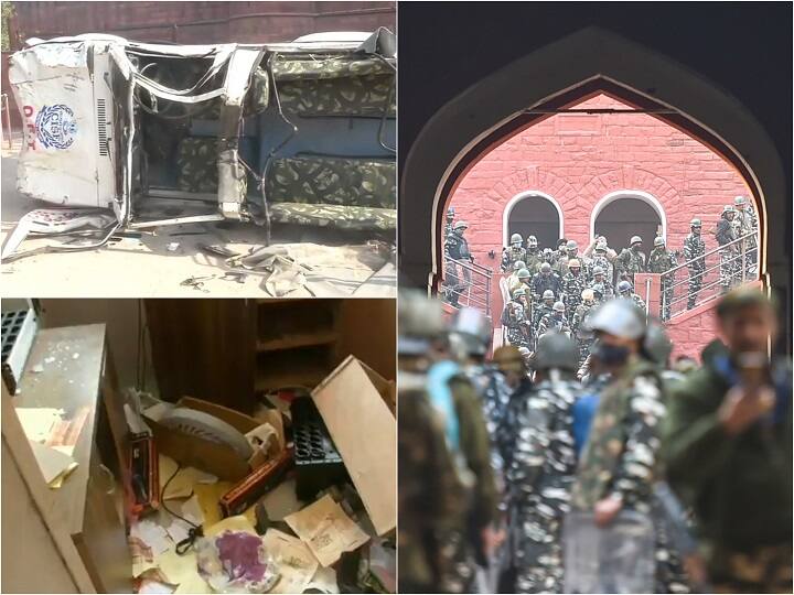 Farmers Tractor Rally Violence Red Fort Photos: Broken shards of glass ...