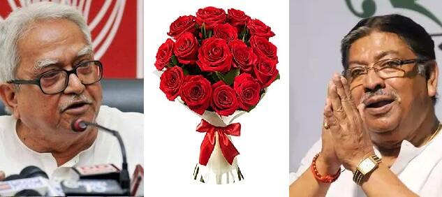 Biman Bose turns 80, Somen Mitra greeted him with 80 Red Roses ...